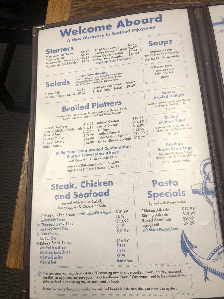 Menu at Mayflower Seafood Restaurant, Elizabethton, US-19E