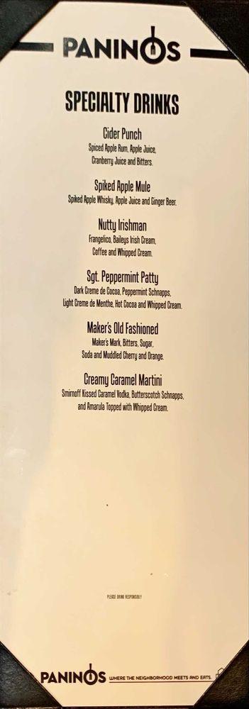 Menu at Panino's pub & bar, Shoreview
