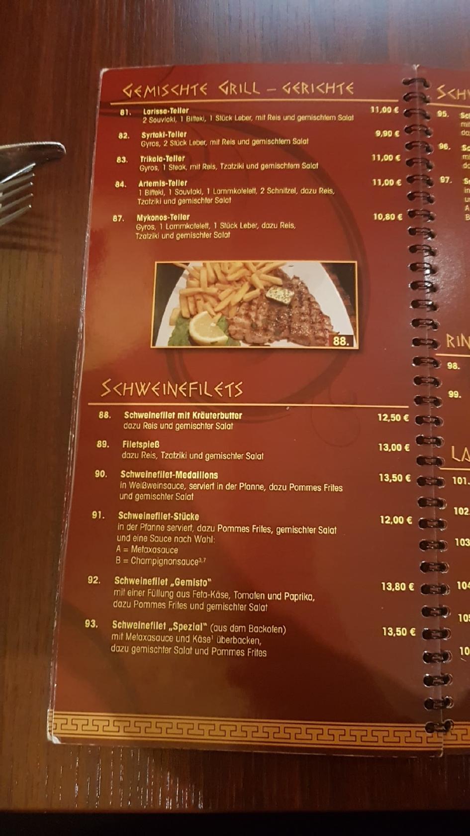 Menu at Plaka Restaurant, Bremen