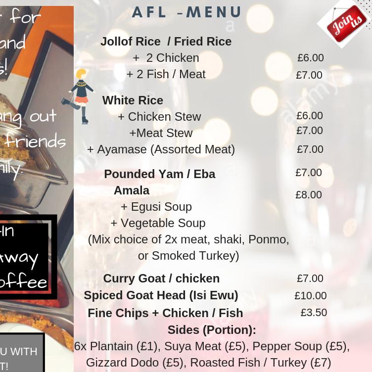 Menu at Afro Food Lounge restaurant, Hull