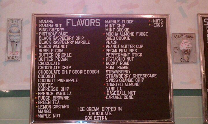 Menu at Gunther's Ice Cream desserts, Sacramento