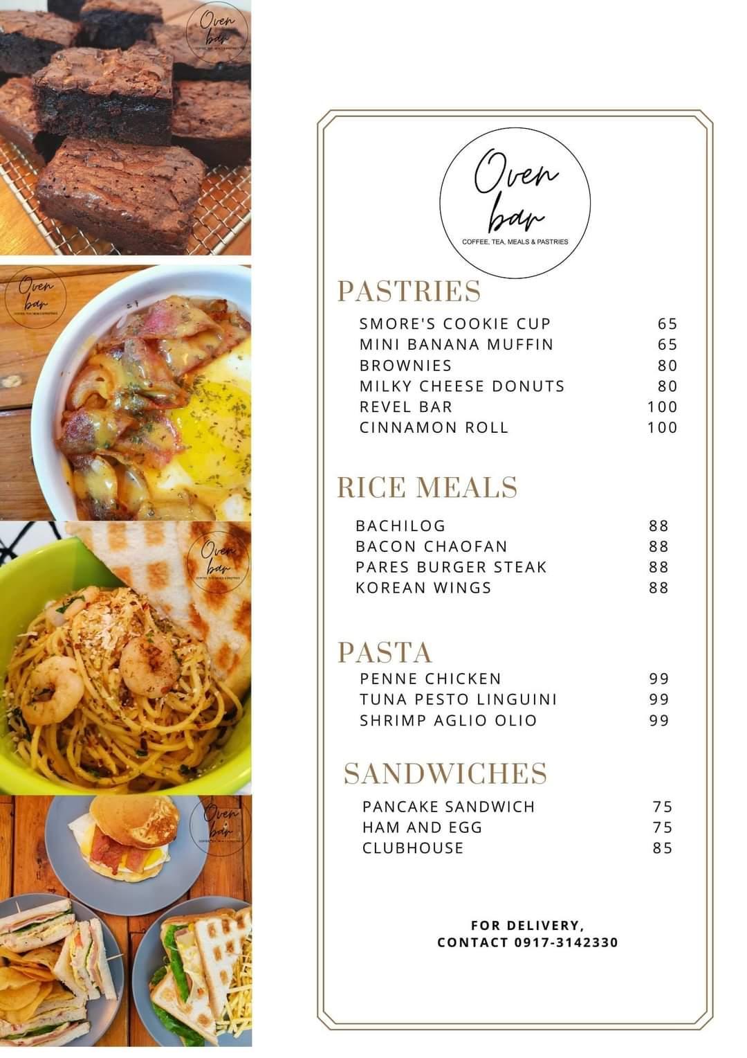 Menu at Oven Bar, Angono