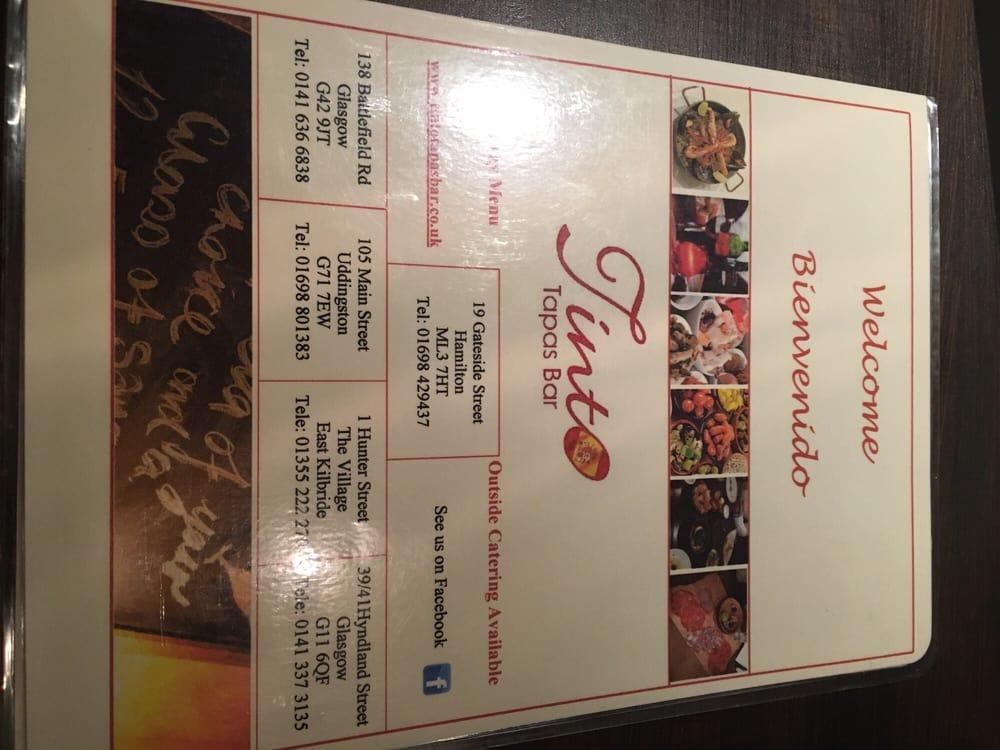 Menu at Tinto Tapas Bar, Hamilton, 19 Gateside Street