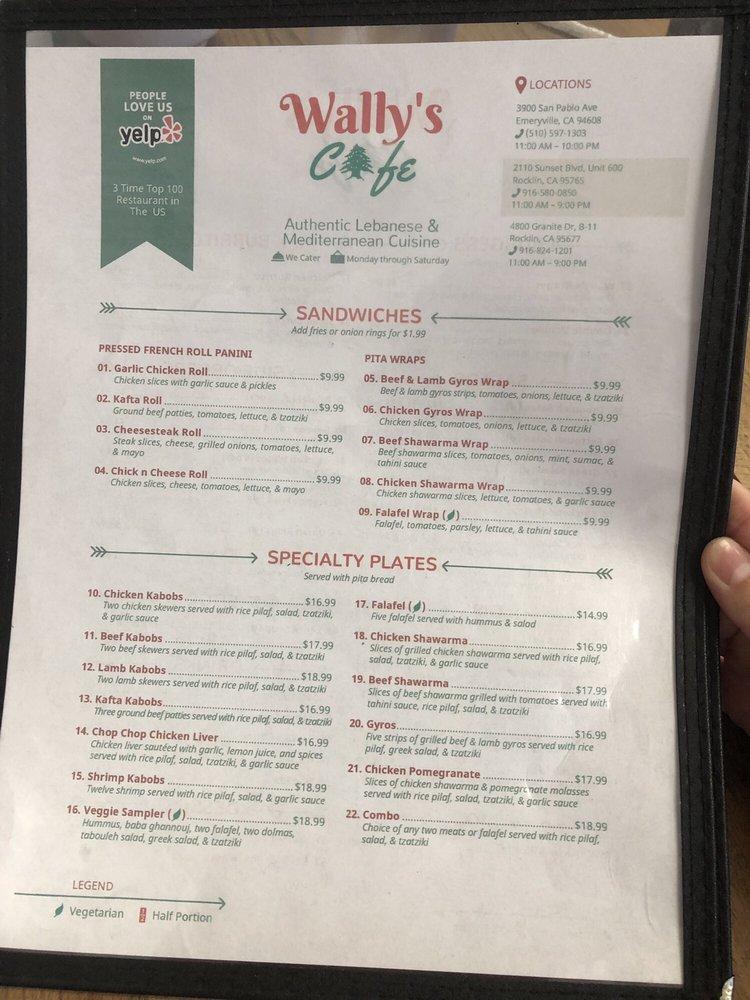 Menu at Wally's Cafe (Rocklin - Sunset Blvd), Rocklin, Sunset Blvd Unit 600