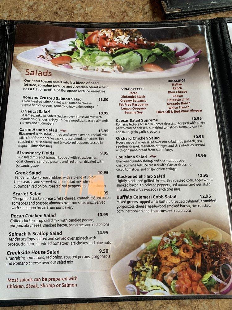 Menu at Creekside Restaurant & Bar, Brecksville