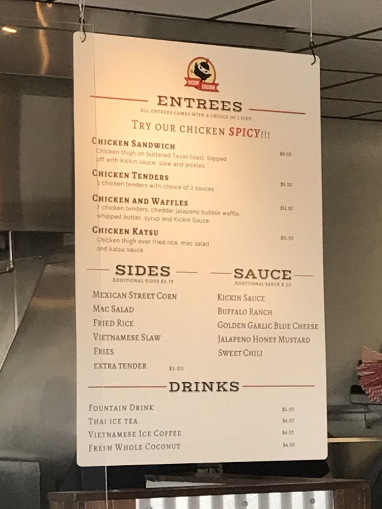 Menu at Kickin Chicken restaurant, Lakewood