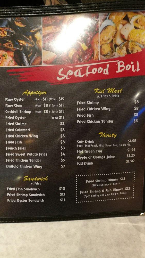 Menu at Seafood Boil restaurant, North Brunswick Township