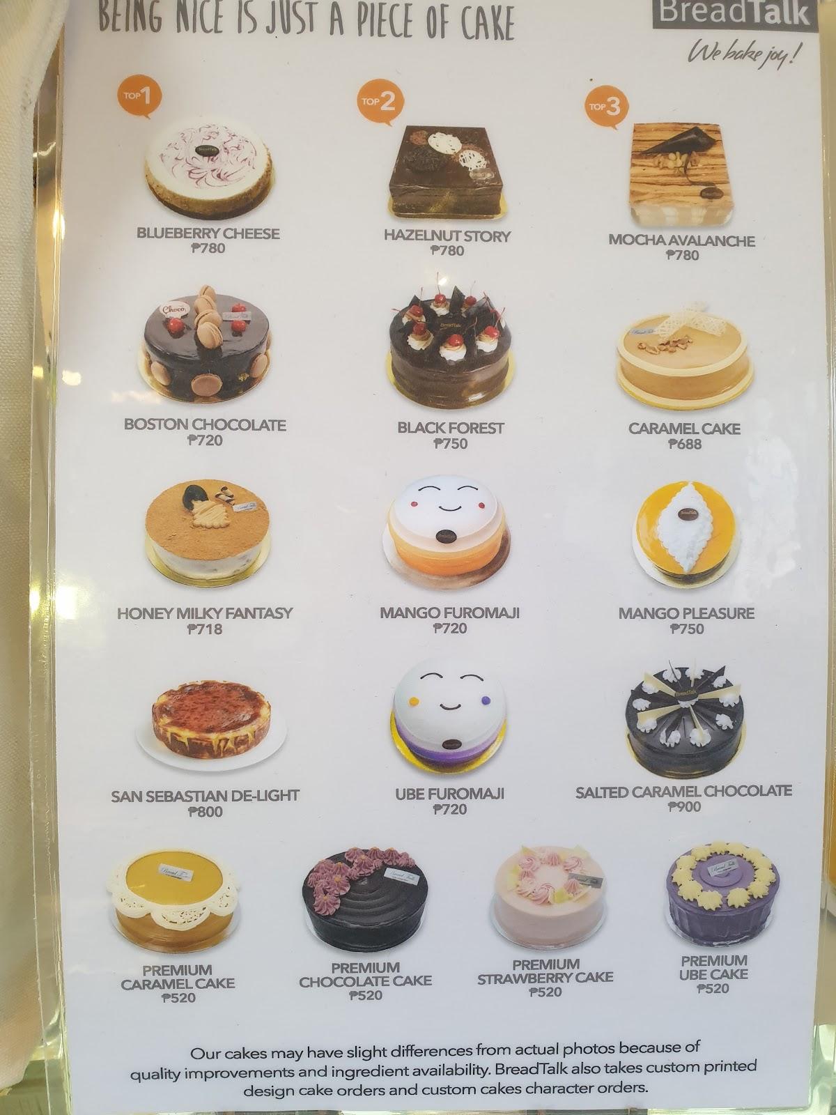 Menu at BreadTalk, Quezon City, J36H+7M3