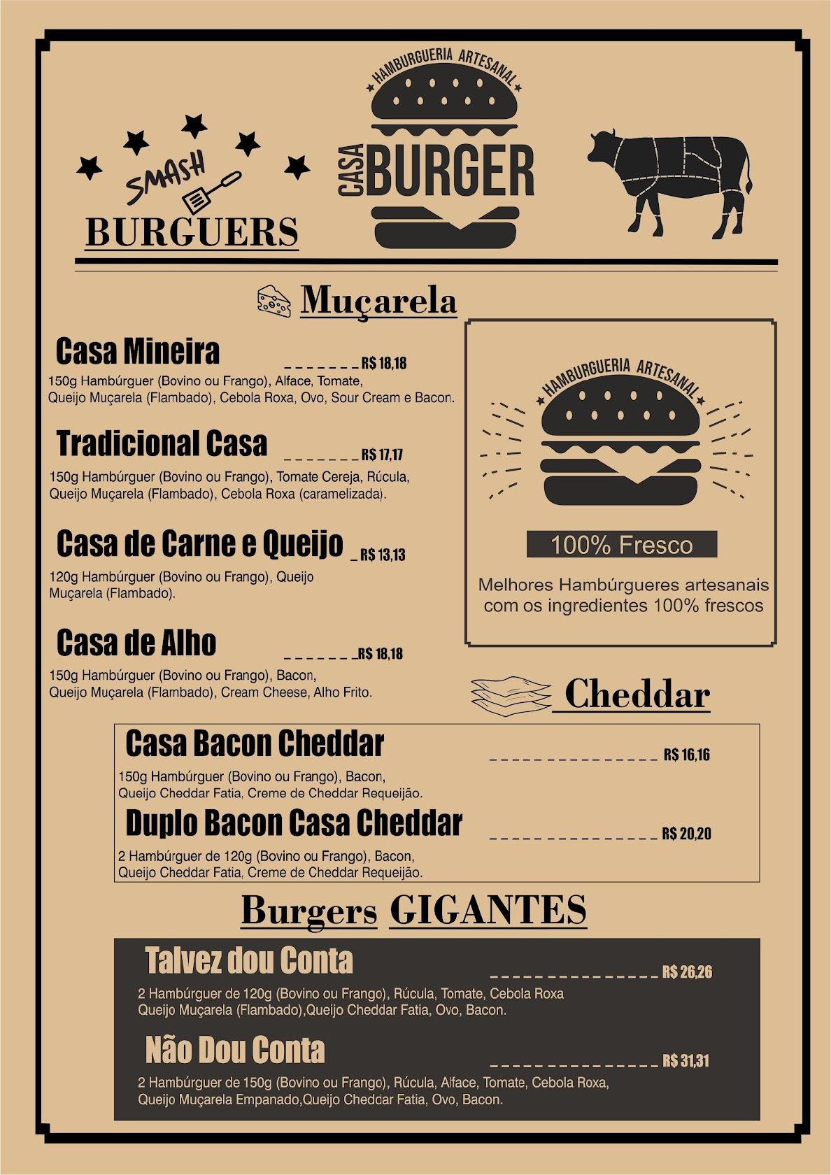 Menu at Casa Burger restaurant, Franca, R. Isabel Iliza de Lima
