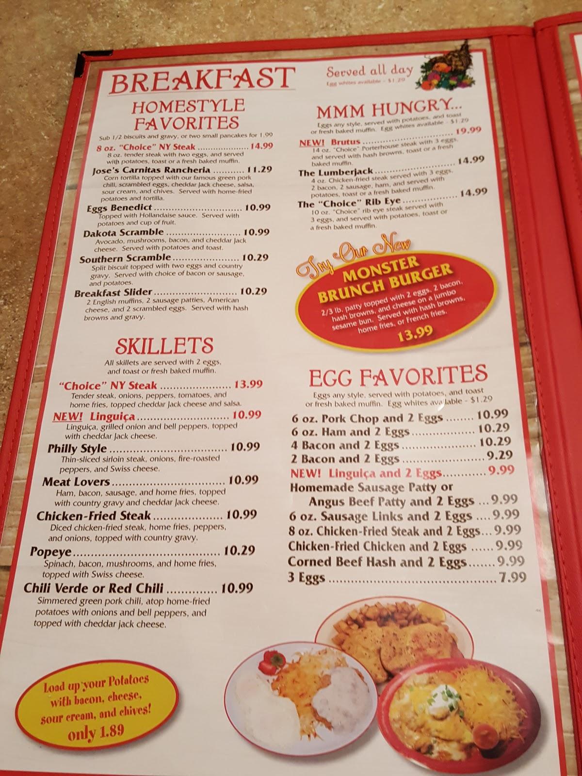 Menu at Cornucopia of Oroville restaurant, Oroville