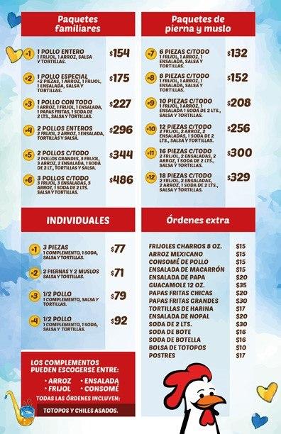 Menu at El Pollo Asil Los Pinos restaurant, Tijuana