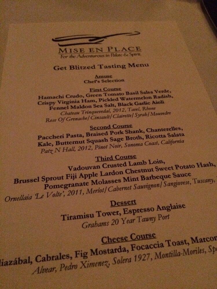 Menu at Mise en Place pub & bar, Tampa