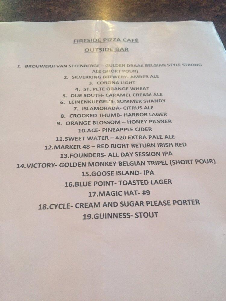 Menu at Fireside Pizza Cafe, Palm Harbor