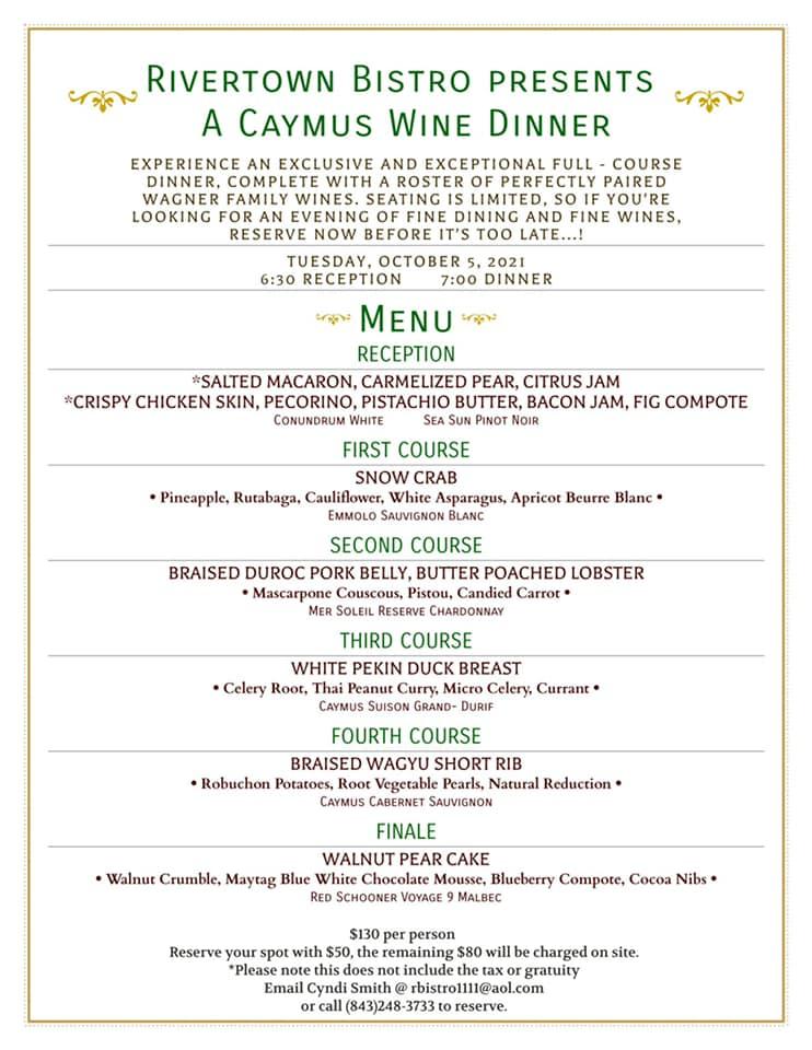 Menu at Rivertown Bistro restaurant, Conway, 3rd Ave