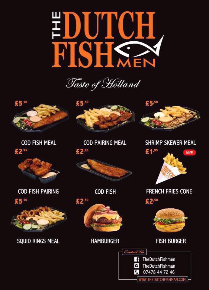 Menu at The Dutch Fishmen restaurant, Manchester