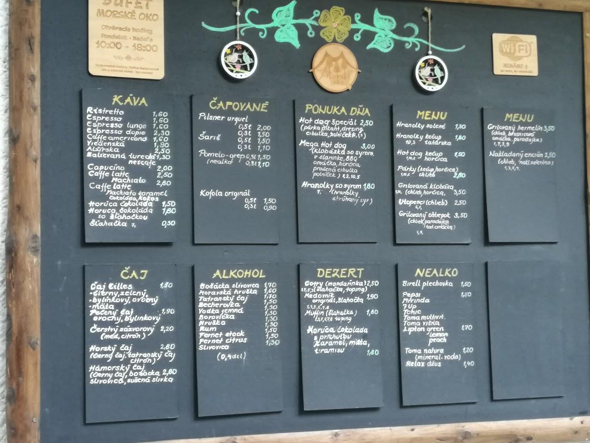 Menu at Buffet restaurant, Remetské Hámre