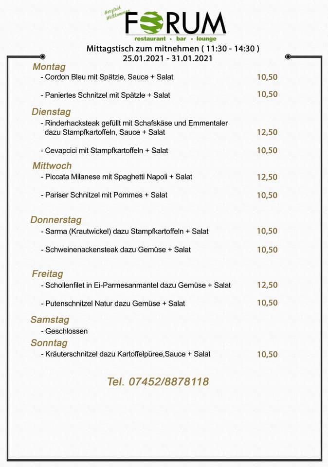 Speisekarte von FORUM - Restaurant Bar Lounge, Nagold