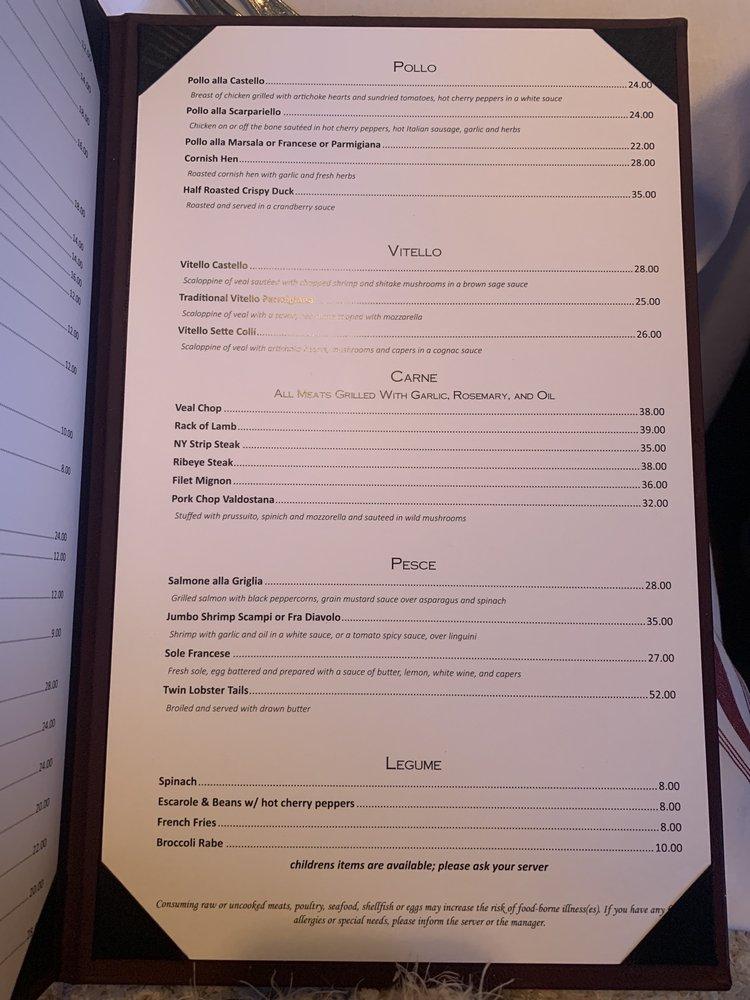 Menu at Il Castello restaurant, Mamaroneck