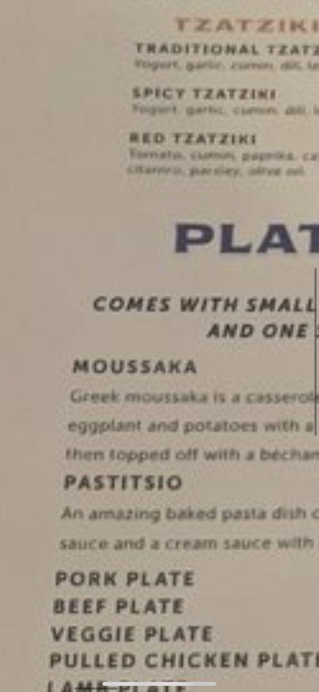 Menu at Yamas Greek Rotisserie restaurant, Santa Fe