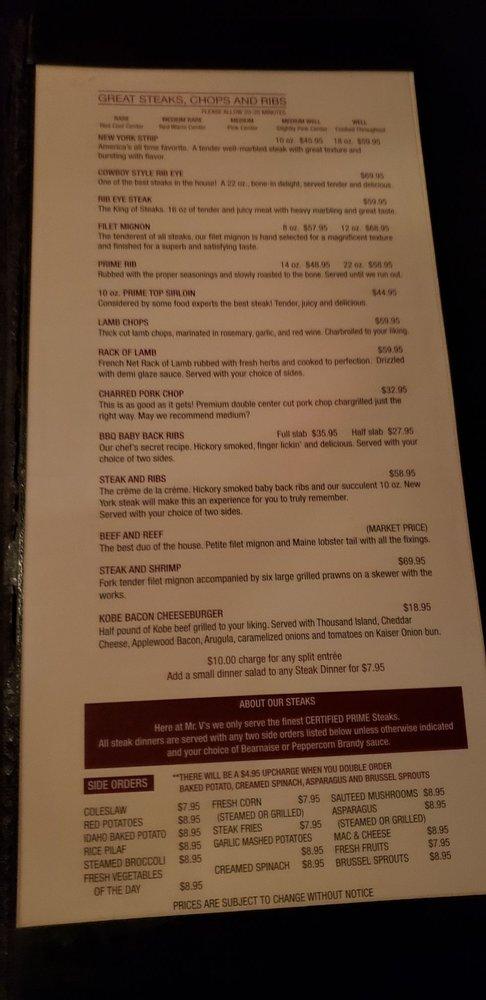 Menu at Mr. V's Bar and Grill, La Mirada