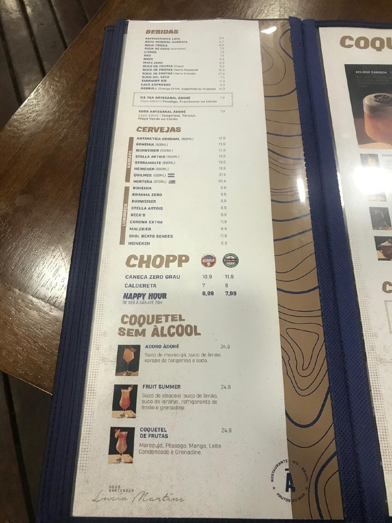 Menu at Restaurante Àdorê - Recreio, Rio de Janeiro
