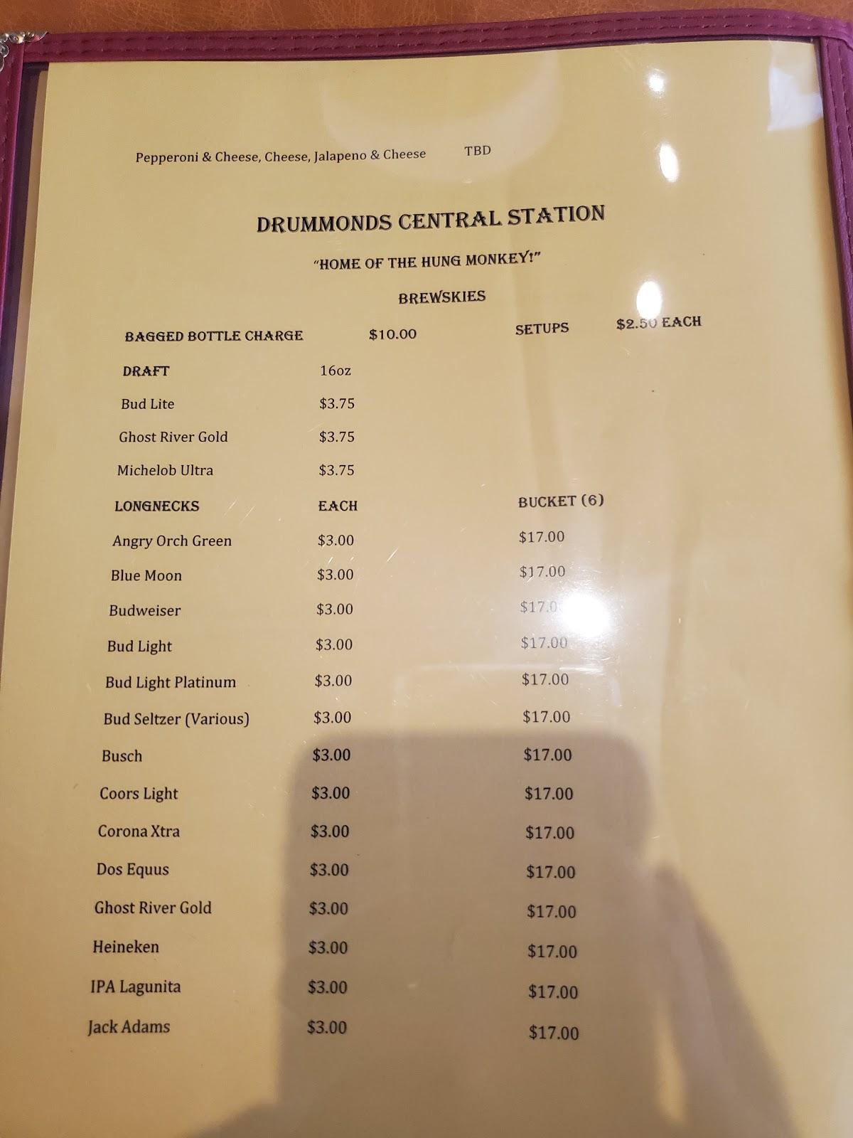 Menu at Central Station Cafe, Central
