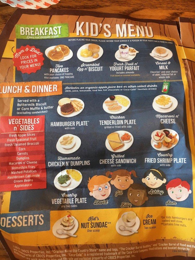Menu at Cracker Barrel Old Country Store, Herculaneum