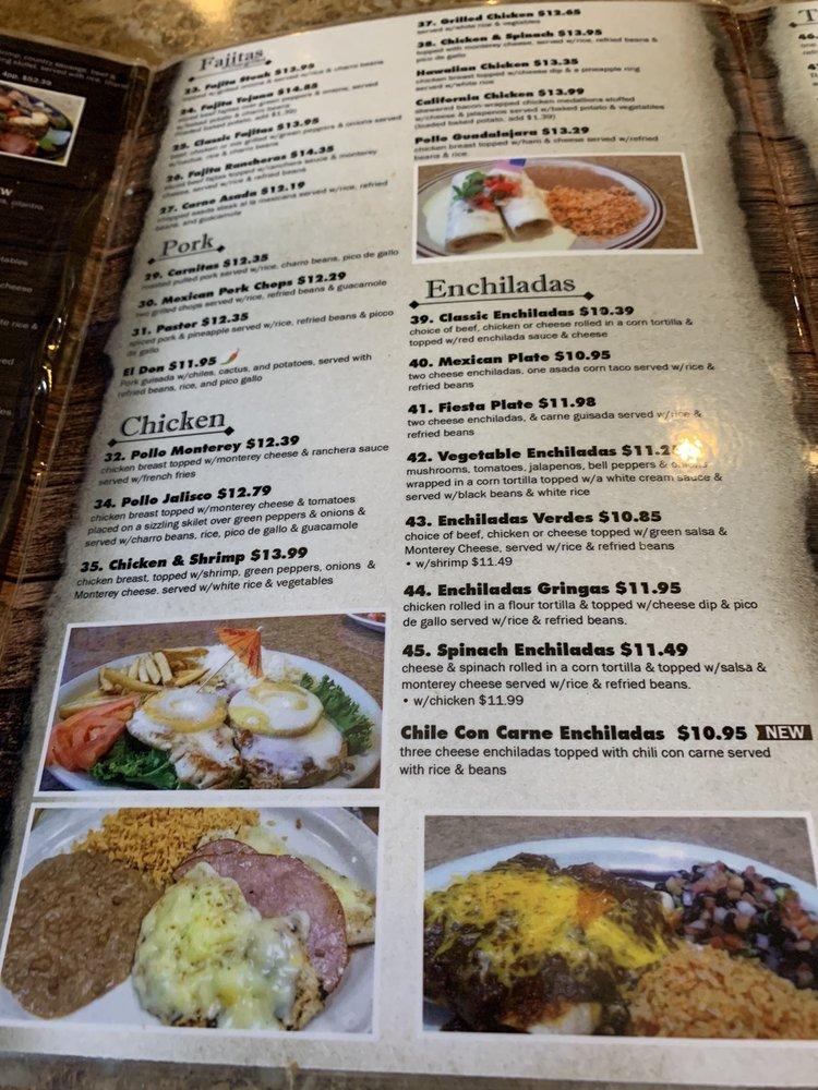 Menu at El Charro restaurant, Cotulla