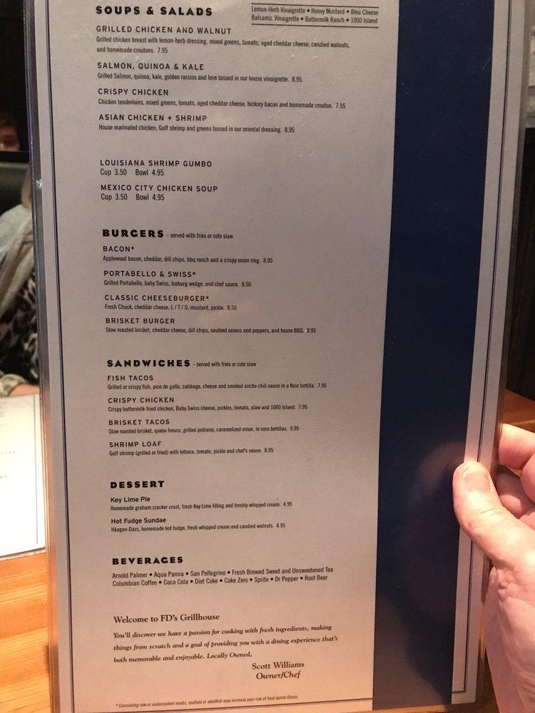 Menu at FD's Grillhouse steakhouse, Tyler, S Broadway Ave #494