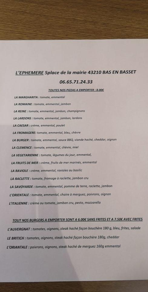 Menu at L'Effet mer restaurant, Bas-en-Basset