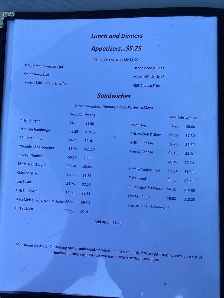 Menu at Marshall's Main Street Cafe, Marshall