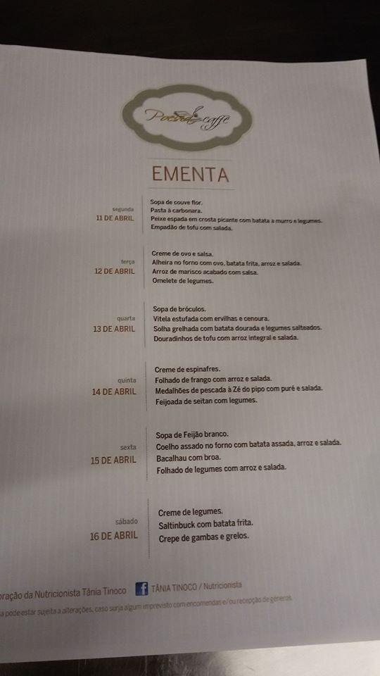 Menu at Poesia Caffé restaurant, Guimaraes