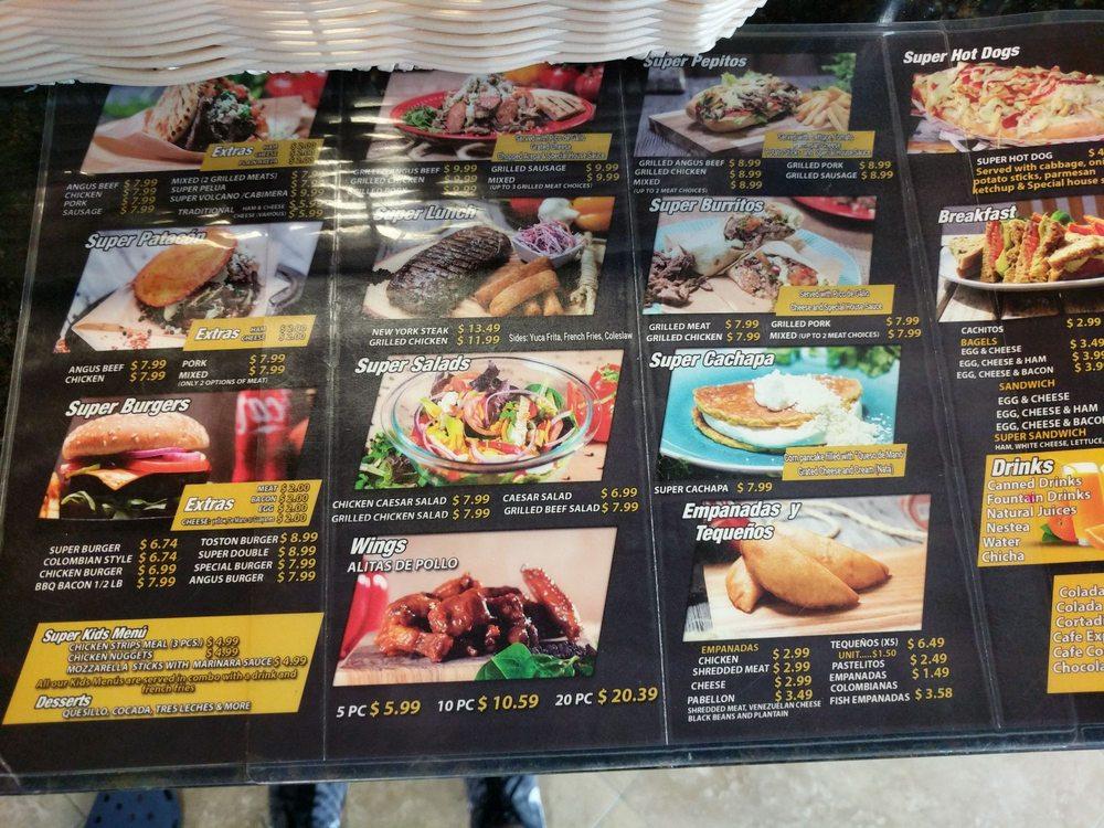 Carta de comida rápida Super Arepa, Hollywood, Sheridan St