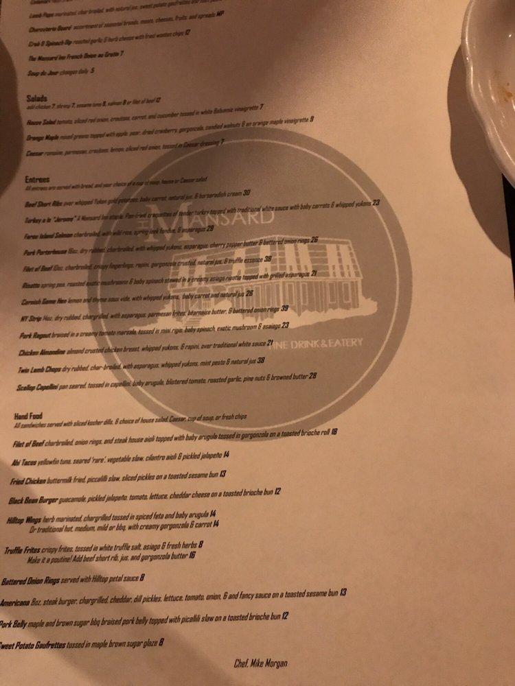 Menu at The Mansard restaurant, Orchard Park