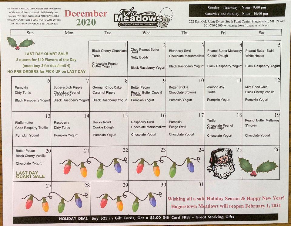 Menu at The Meadows Original Frozen Custard desserts, Hagerstown