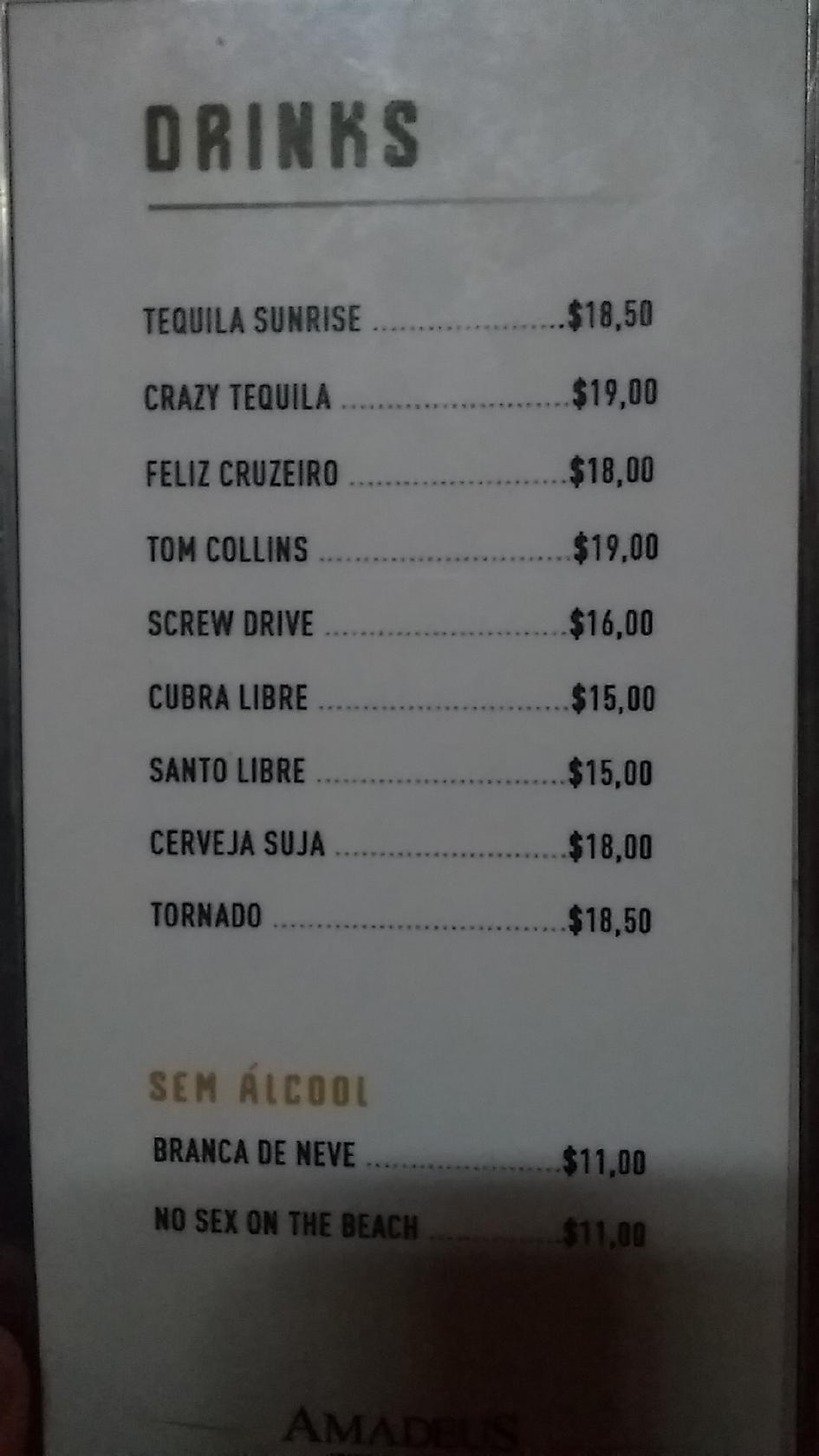 Menu at UP Bar, Londrina, Av. Juscelino Kubitscheck