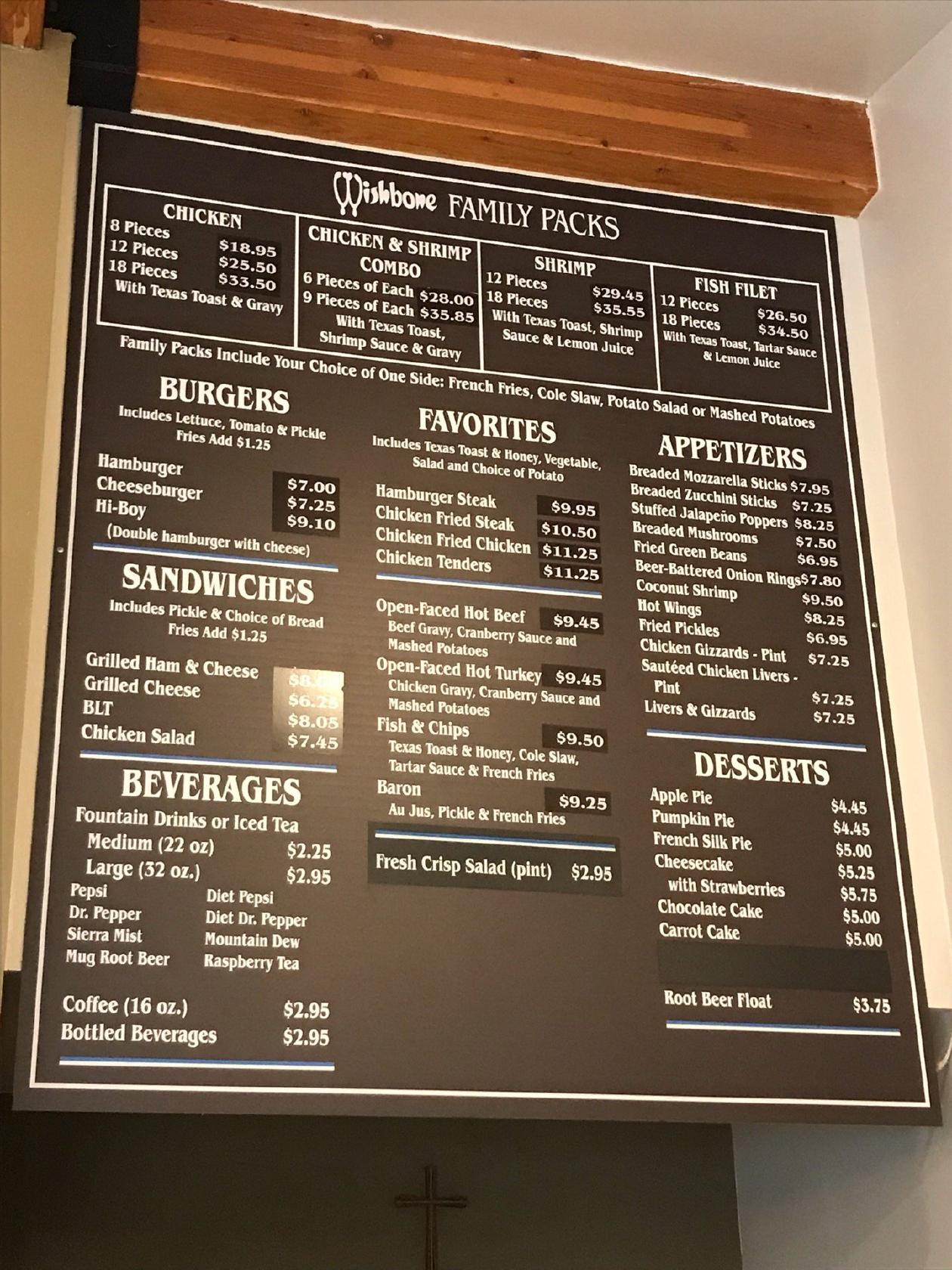 Menu at The Wishbone Family Restaurant, Denver