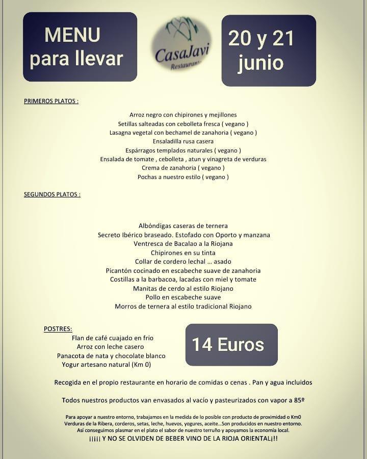 Menu at Casa Javi Restaurante, Rincón de Soto