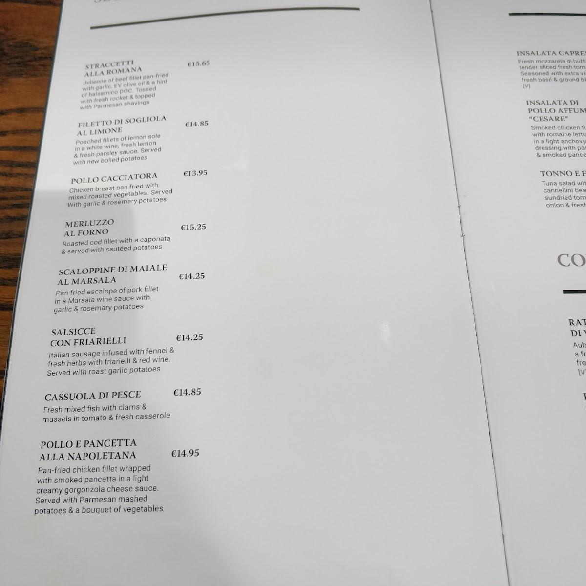 Menu at Il Caffe Di Napoli cafe, Dublin, 41 Westland Row