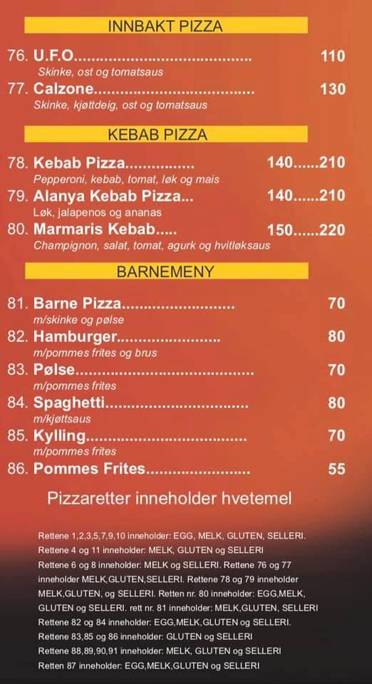 Menu at Averøy Restaurant og Pizzeria, Bruhagen, Sentrumsbygg
