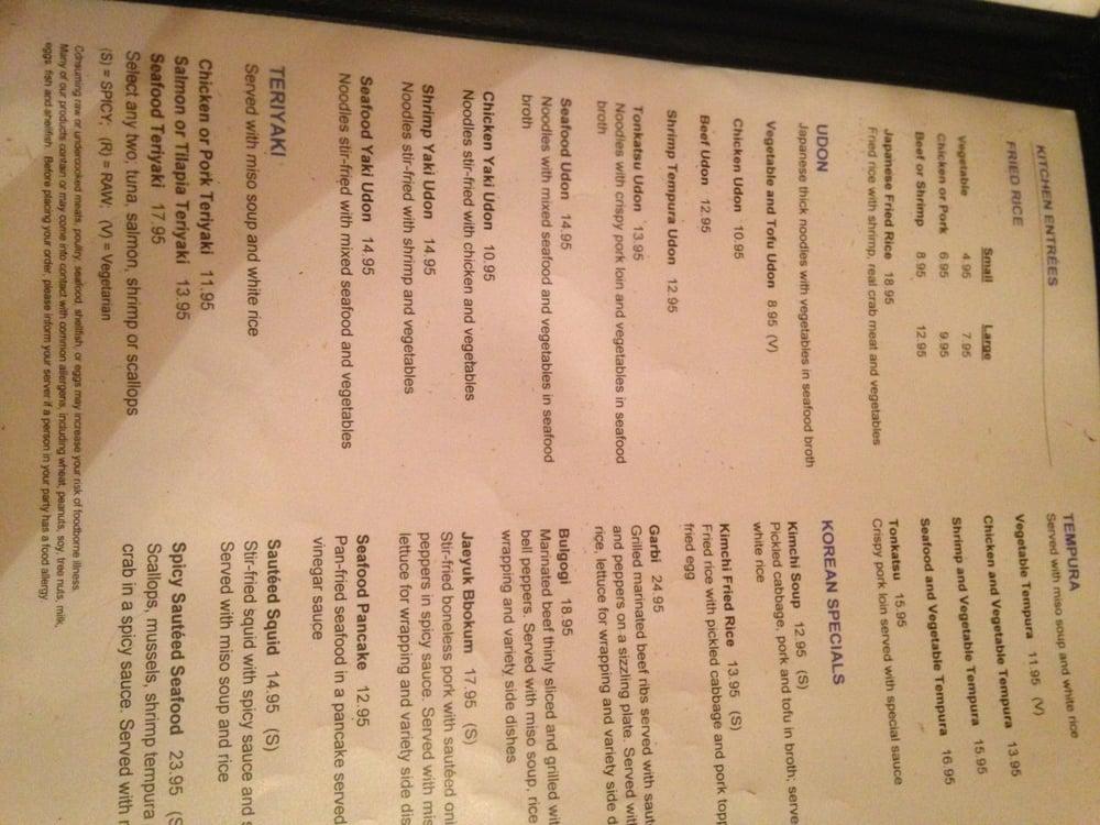 Menu at Blue Fin Japanese Restaurant, Virginia Beach