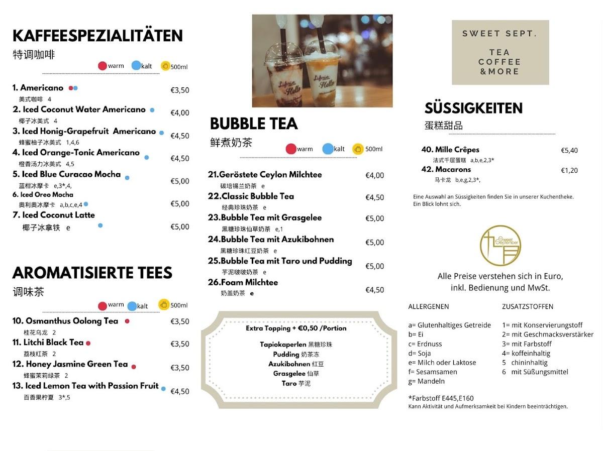 Menu at Sweet September desserts, Essen
