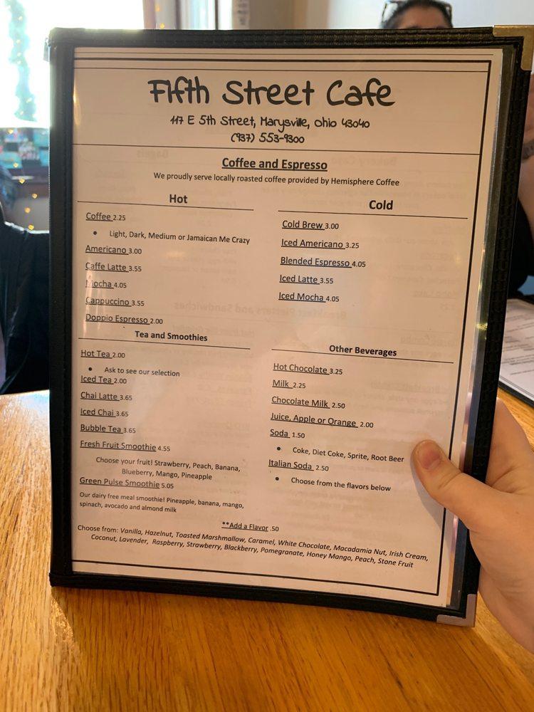 Menu at Fifth Street Cafe, Marysville