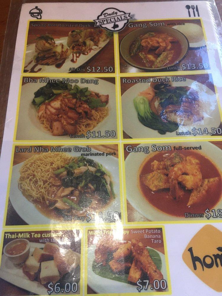 Menu at Home Thai restaurant, Sydney, Shop 1/2/299 Sussex St