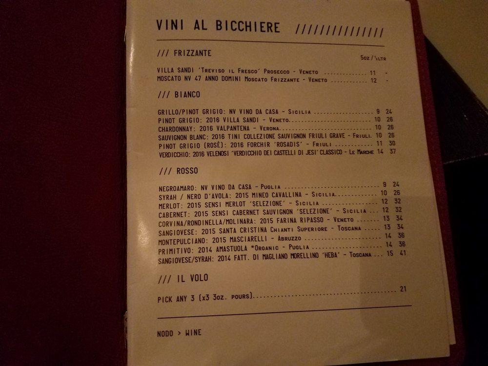 Menu at Nodo Junction restaurant, Toronto, Dundas St W