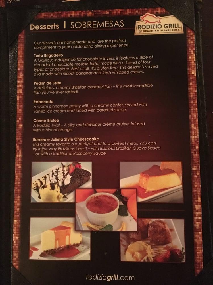Menu at Rodizio Grill Brazilian Steakhouse Denver, Denver