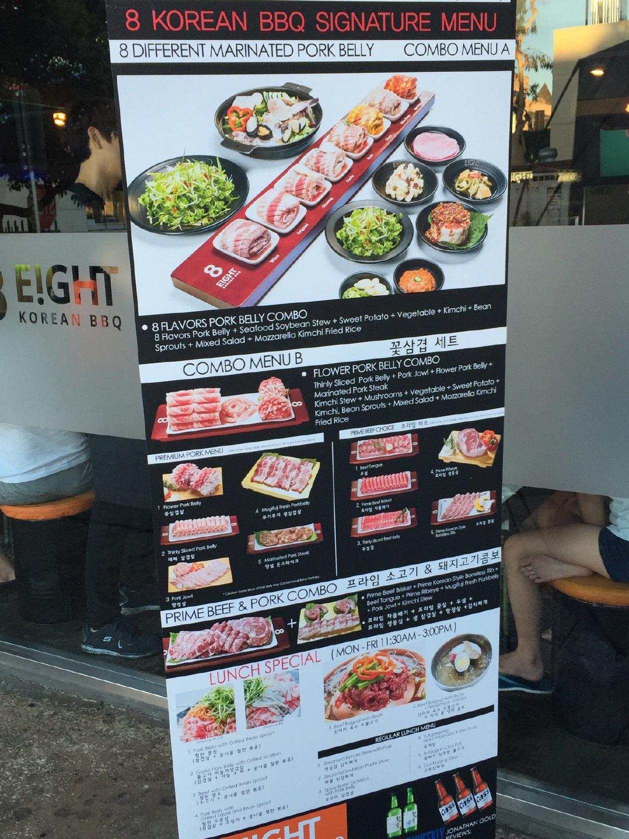 Menu at Eight Korean BBQ, Los Angeles, 863 S Western Ave