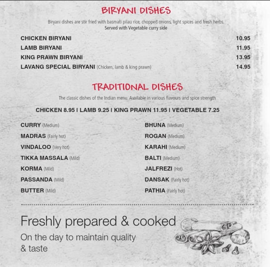 Menu at Lavang Indian Gastronomy (Ash Vale) restaurant, Aldershot