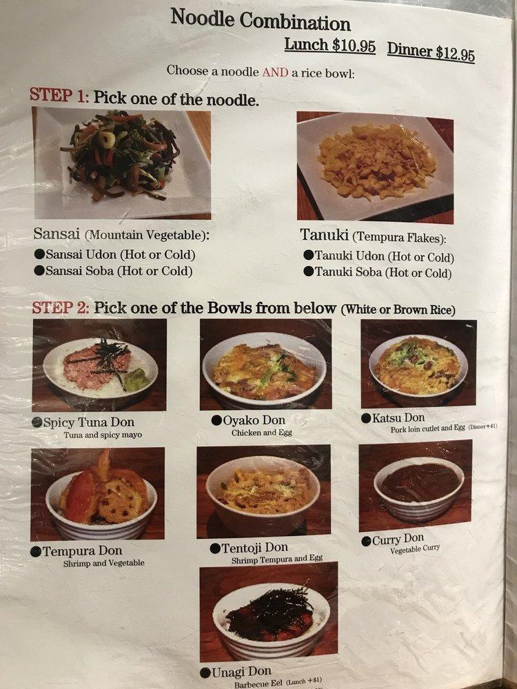 Menu at Fukada restaurant, Irvine