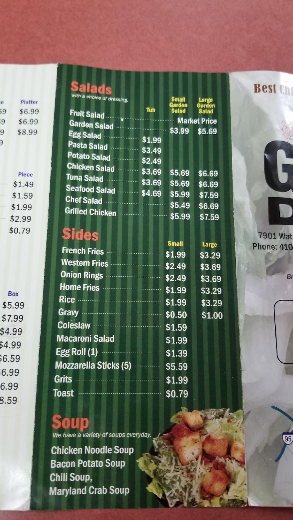 Menu at G&G Deli, Jessup